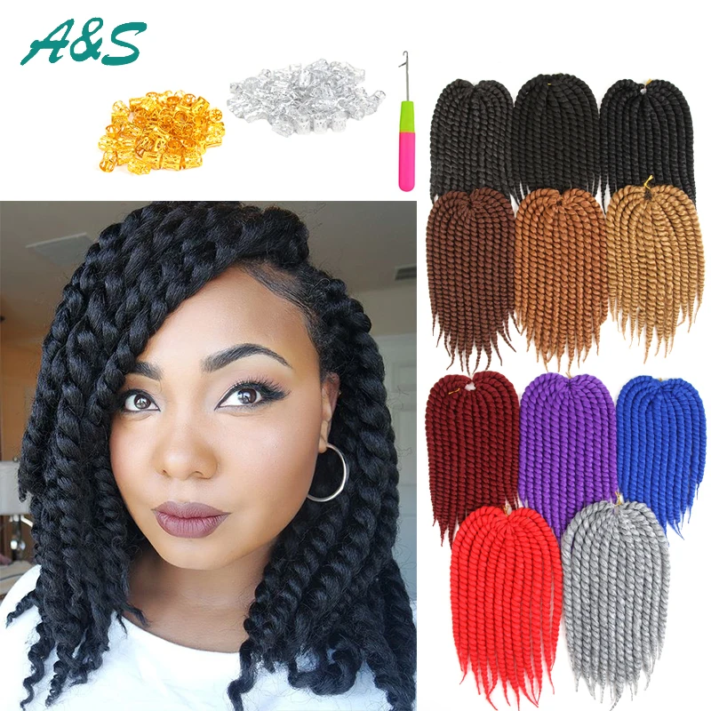 100% Kanekalon 12 Inch Havana Mambo Twist Crochet Braids Hair Bulk ...
