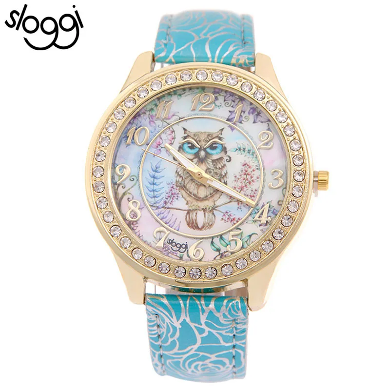 Sloggi Owl Watches Women Fashion Flower Printing Strap Leather Band ...