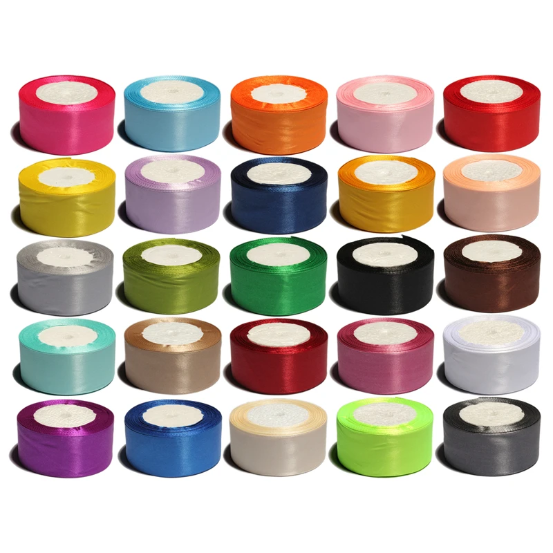 22Meters 25colors 4cm Shiny Rolled Silk Satin Ribbons for Hair ...