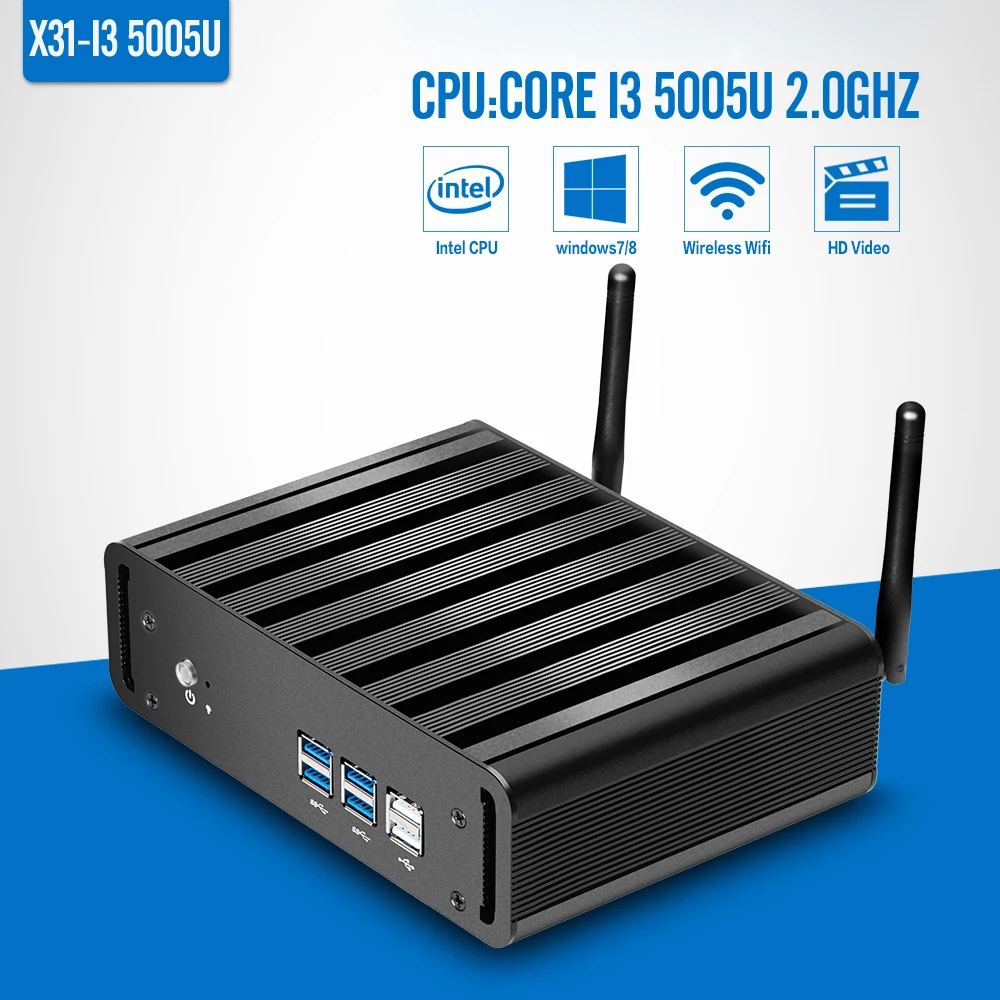 laptop computer Core i3 5005U 2GHz Barebone Fanless Mini PC desktop ...