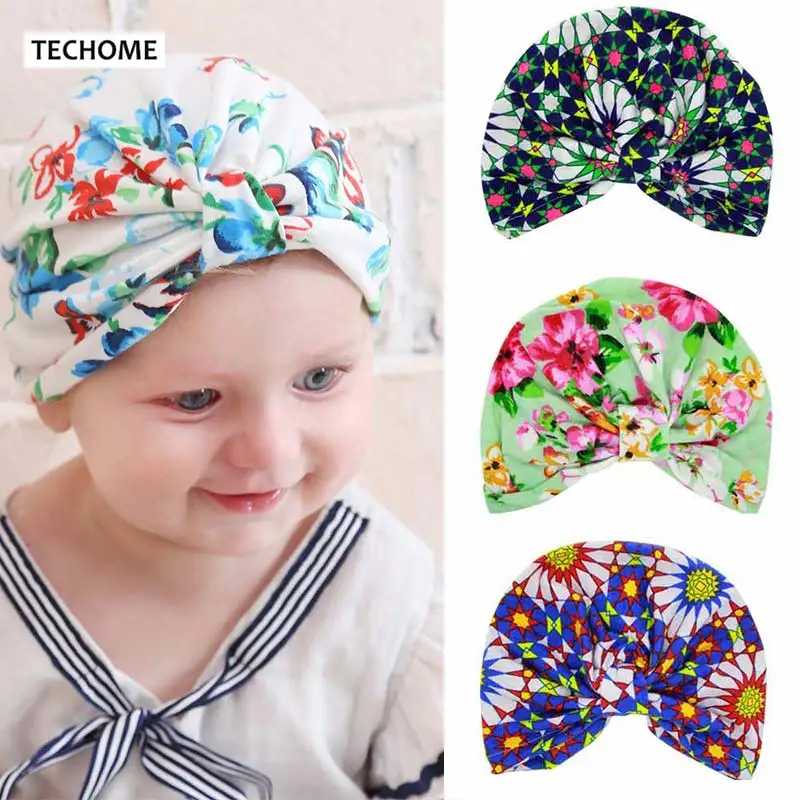 Cotton Baby Girl Hat Printed Baby Hat Toddler Elasticity Beanie Caps ...
