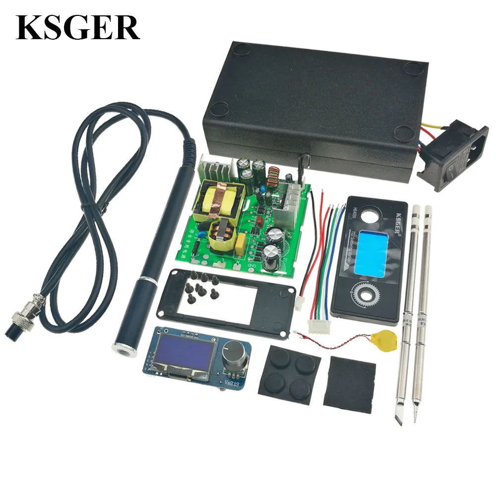 KSGER STM32 V2.1S T12 OLED паяльник станция наконечники алюминиевый сплав 9501 ручка контроллер ...