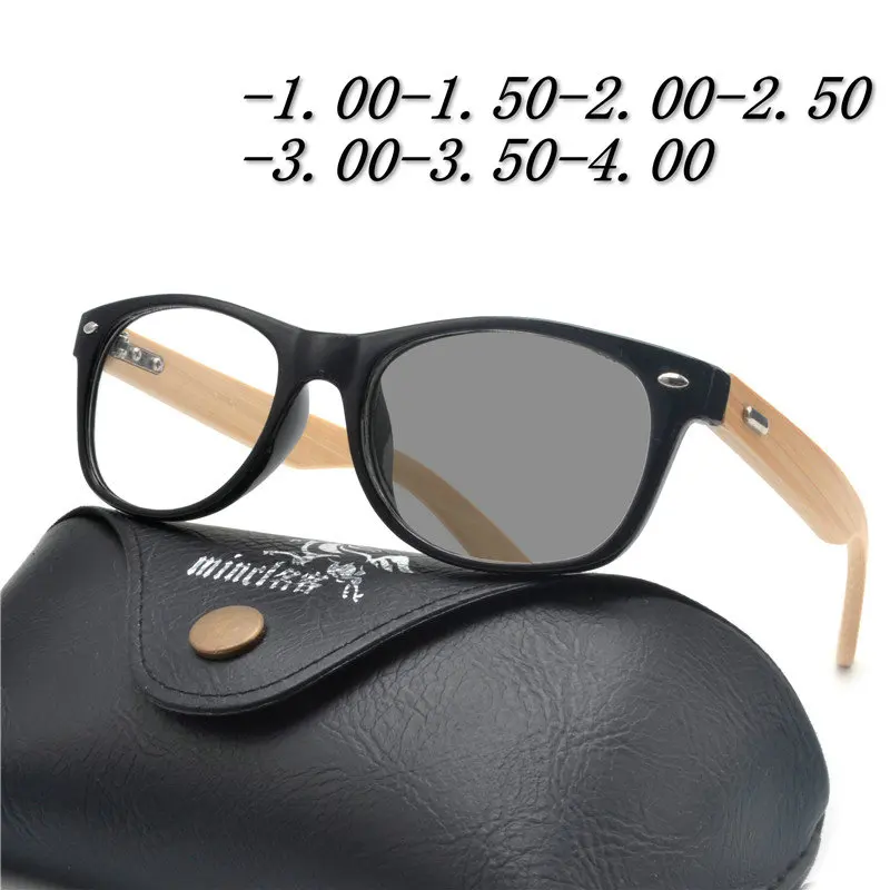 woodGlasses Frame men women Finished Sun Photochromic Myopia Optical ...