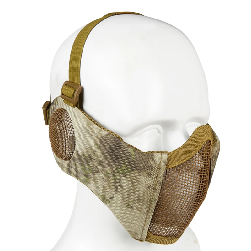 1000D Nylon Military Tactical Mask Half Face Ear Protection Airsoft Paintball Mask Protective CS ...