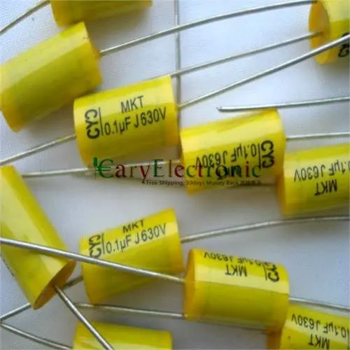 Wholesale 200pcs Long Leads Yellow Axial Polyester Film Capacitors Electronics 0.1uf 630v Fr ...