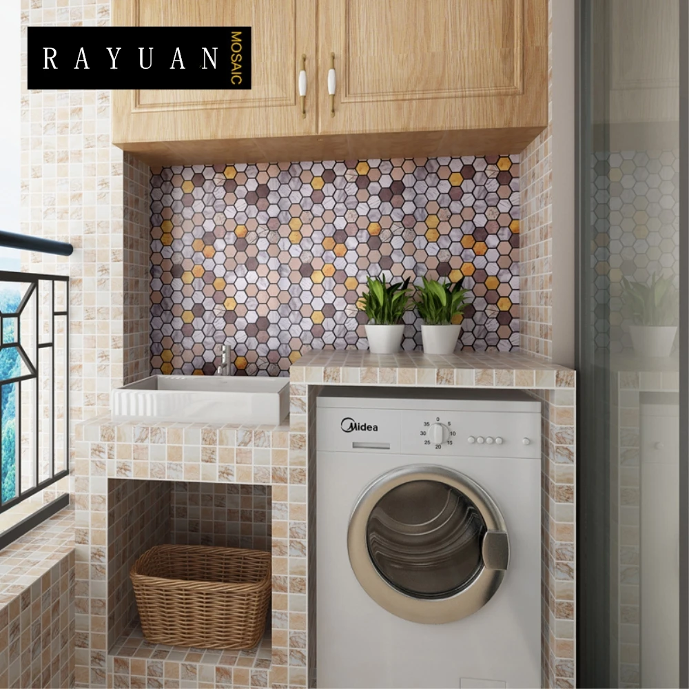 RAYUAN Metal 3D Wall Sticker Aluminum Composite Wall Panel Kitchen Heat ...
