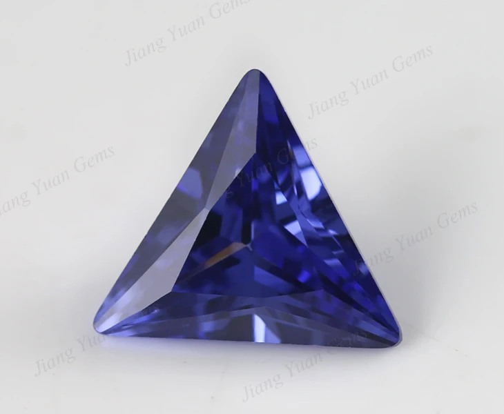 50PCS 3x3~10x10mm Triangle Shape Dark Blue AAAAA Loose Cubic Zirconia ...