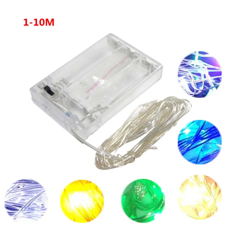 3 * AA LED battery Silver wire lights 1M / 2M / 5M / 10M string lights ...