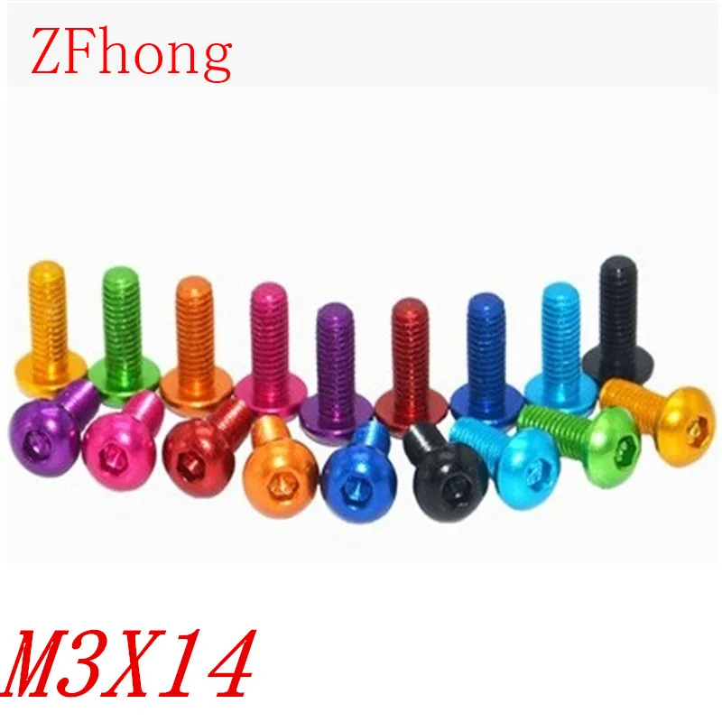 20pcs M3 14 M3 X 14mm Aluminum Anodized Hex Socket Button Head Screw