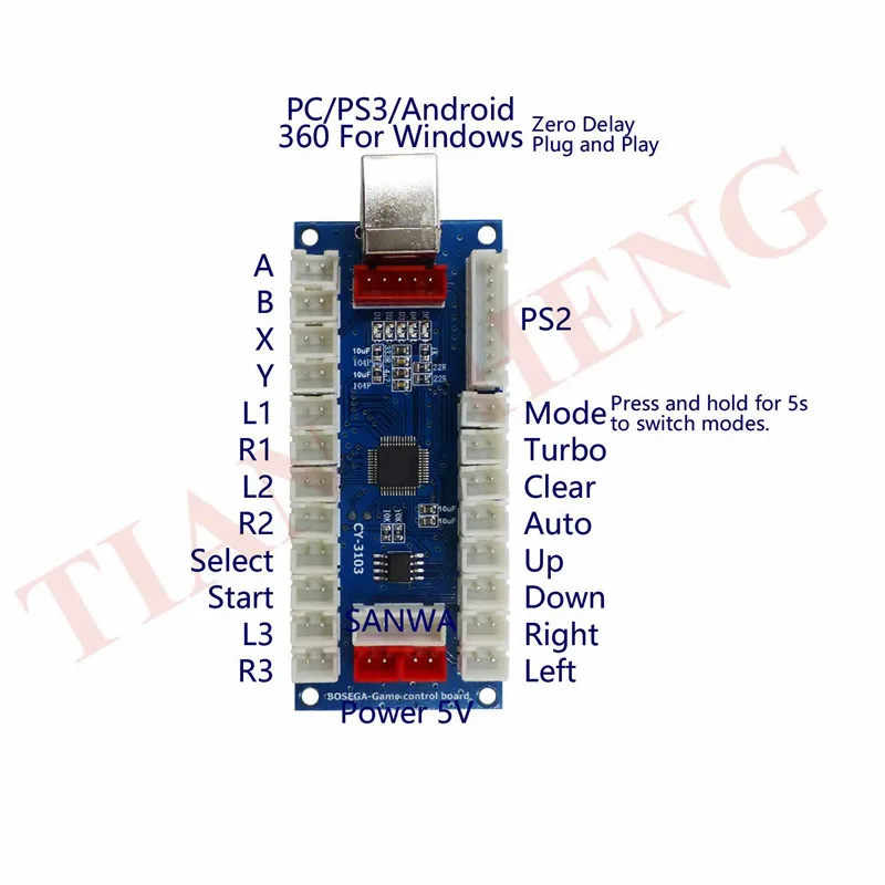 4 IN 1 PS2/PS3/PC/ XBOX360 pcb Arcade Joystick USB Arcade Joystick USB ...