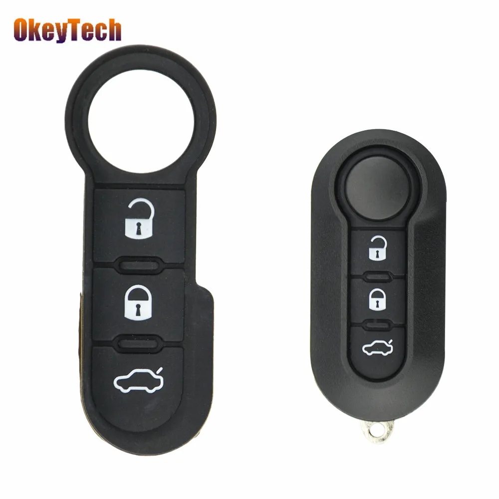 OkeyTech 3 Buttons Filp Folding Remote Car Key Shell Case For Fiat 500 ...