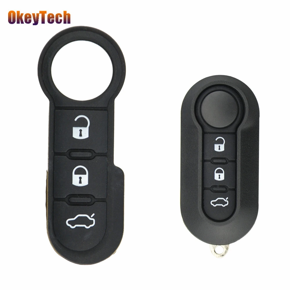 Okeytech 3 Buttons Filp Folding Remote Car Key Shell Case For Fiat 500 ...