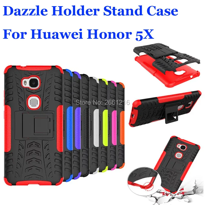 For Huawei 5X Dazzle Shockproof Soft Silicon & Hard Plastic Dual Armor ...