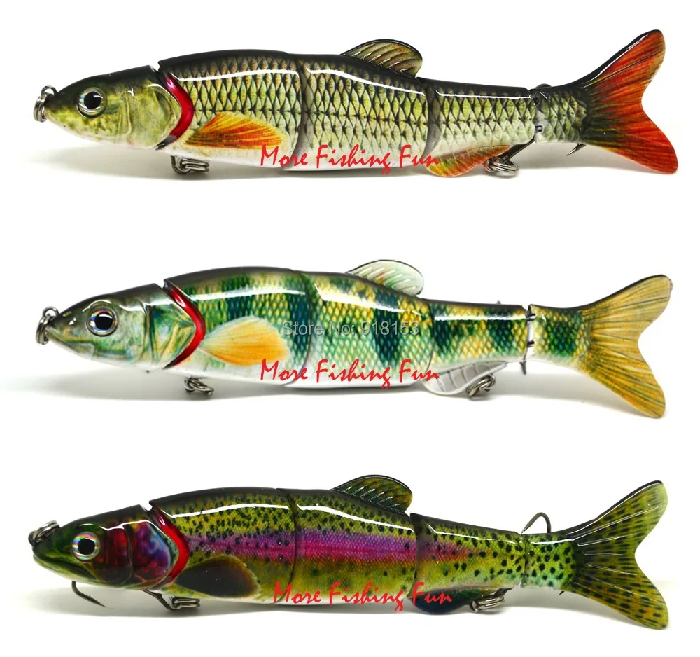 3pc Bass Pike Fishing Hard Lure Bait Swimbait Multi jointed Life like ...
