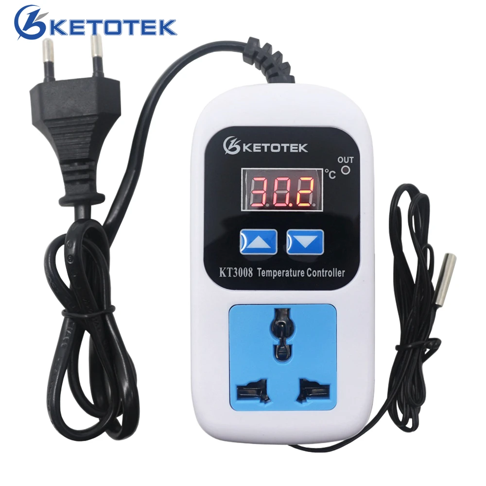 50~110c Temperature Controller Outlet Ac 110 220v Digital Thermostat Socket Regulator Plug 