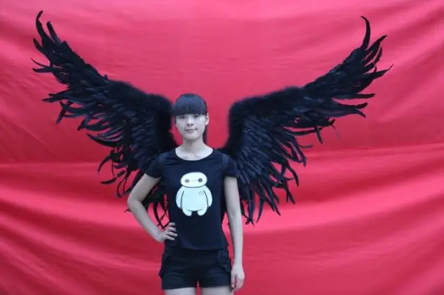 2015 new arrival black angel wings nice model catwalk shows performent ...