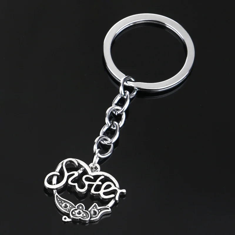 Unique Sister Love Heart Keyfobs Keychain Keyring Key Chain Ring Family ...
