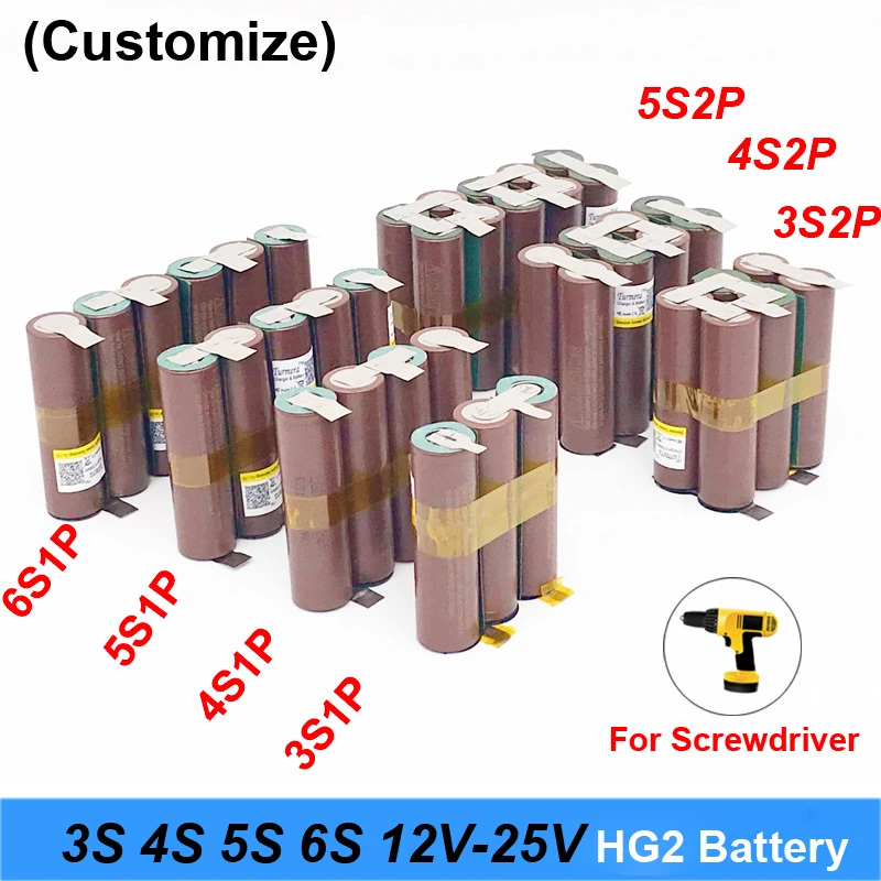 Batería 18650 hg2 3000mAh 20 amperios 12,6 V a 25,2 V batería de ...