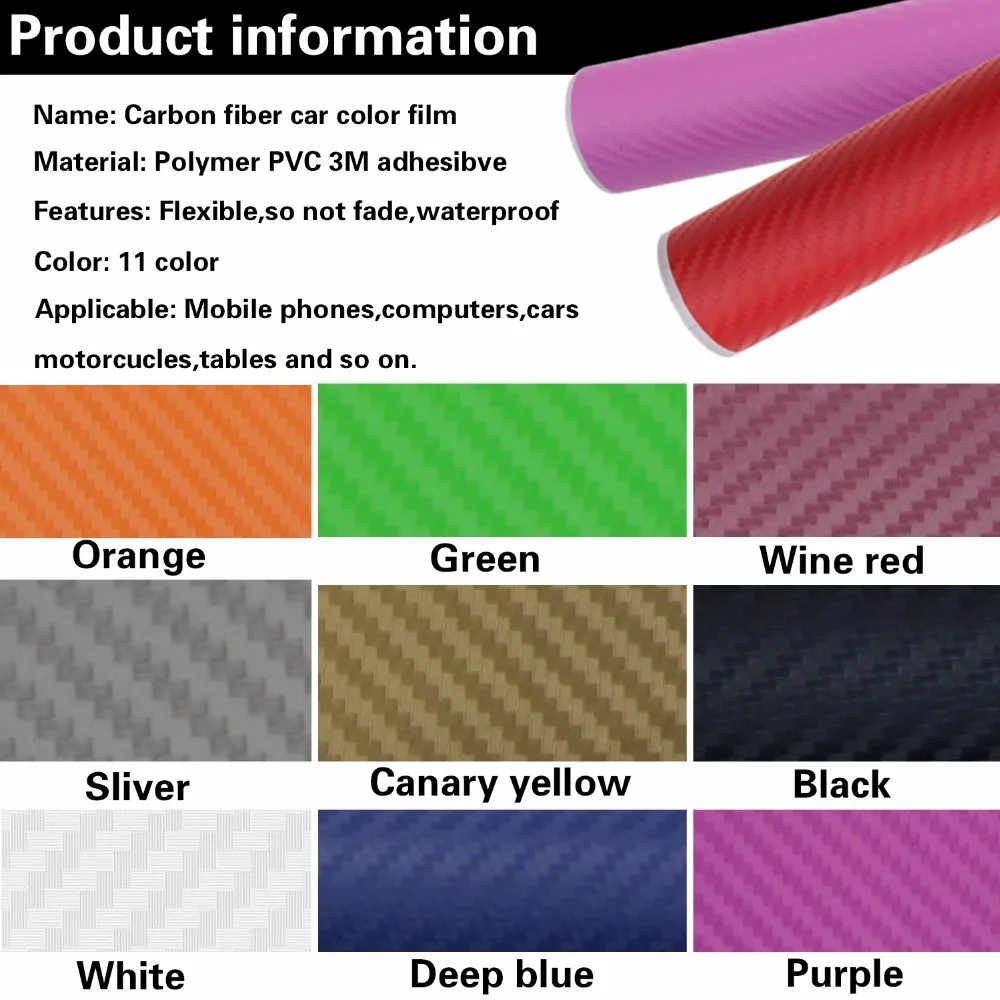 LEADTOPS Car Stickers 3D Carbon Fiber Vinyl Auto Wrap Sheet Roll Film ...