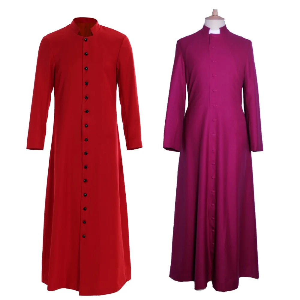 Cosplaydiy-Medieval-Mens-Womens-Red-Single-Breasted-Roman-Pastor-Robe ...