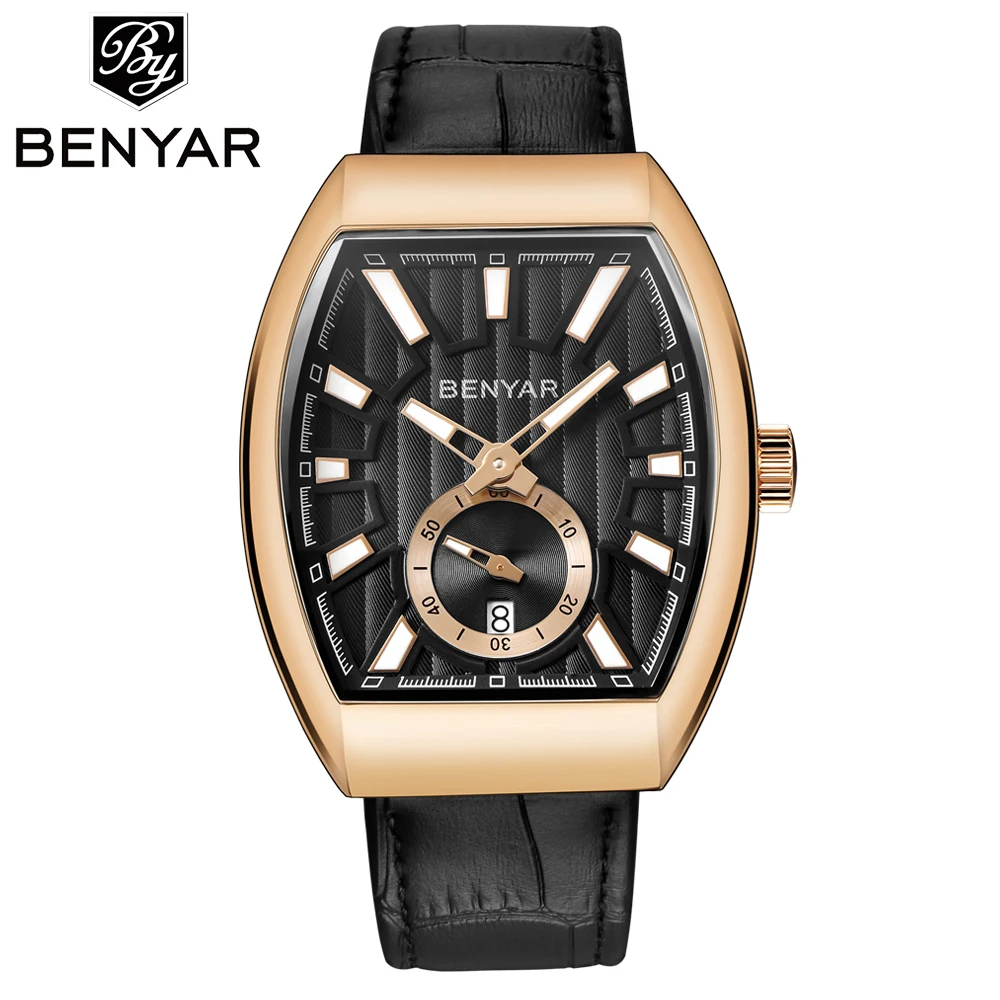 Benyar 2018 Luxury Brand Quartz Mens Watches Men Military Leather ...