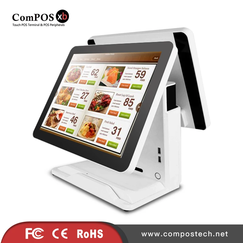 Restaurant Pos System J1900/ 4gb/ 64gb Dual 15 Inch Screen Touch ...