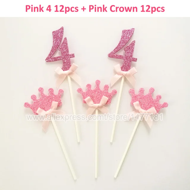 24 piezas brillo número 4 cupcakes Toppers bebé cuatro años de edad ...