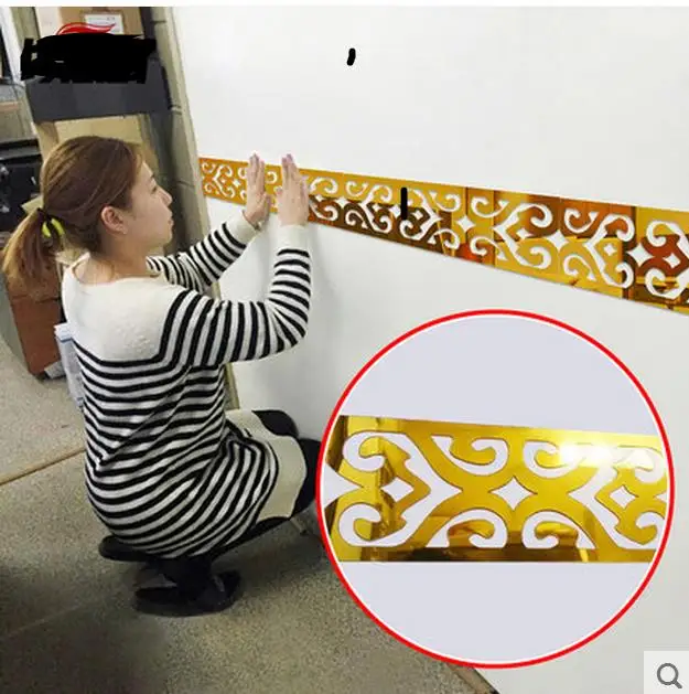 PVC wallpaper adhesive stickers waterproof waist line wall kitchen ...