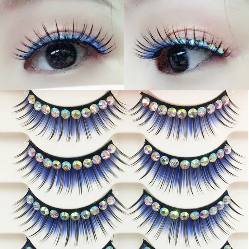 YOKPN New Blue Exaggerated False Eyelashes Latin Performance Thick Fake ...