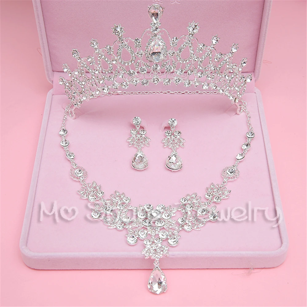 Conjunto de joyería de Boda nupcial Chapado en plata de moda ...