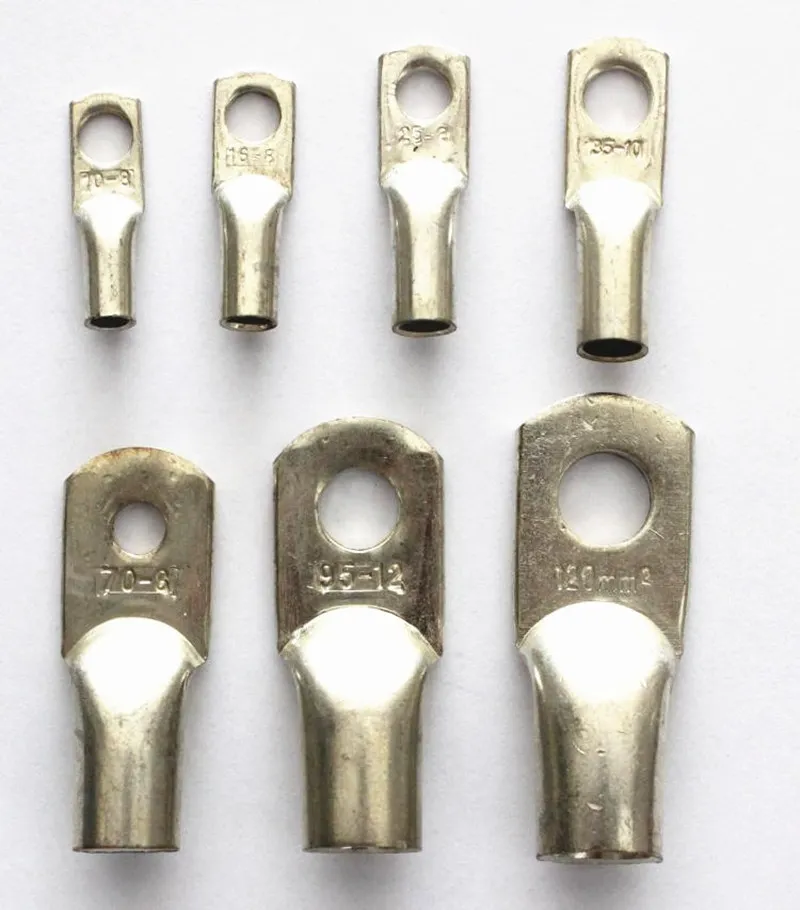 30Pcs Copper Tube Terminal Rings Cable Lug JG10 6, 10mm2 Wire ,6mm Hole ...