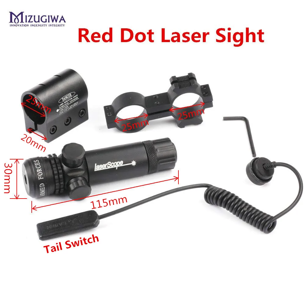 Tactical Red Laser Sight Scope With 20mm Picatinny Rail Mount Barrel ...