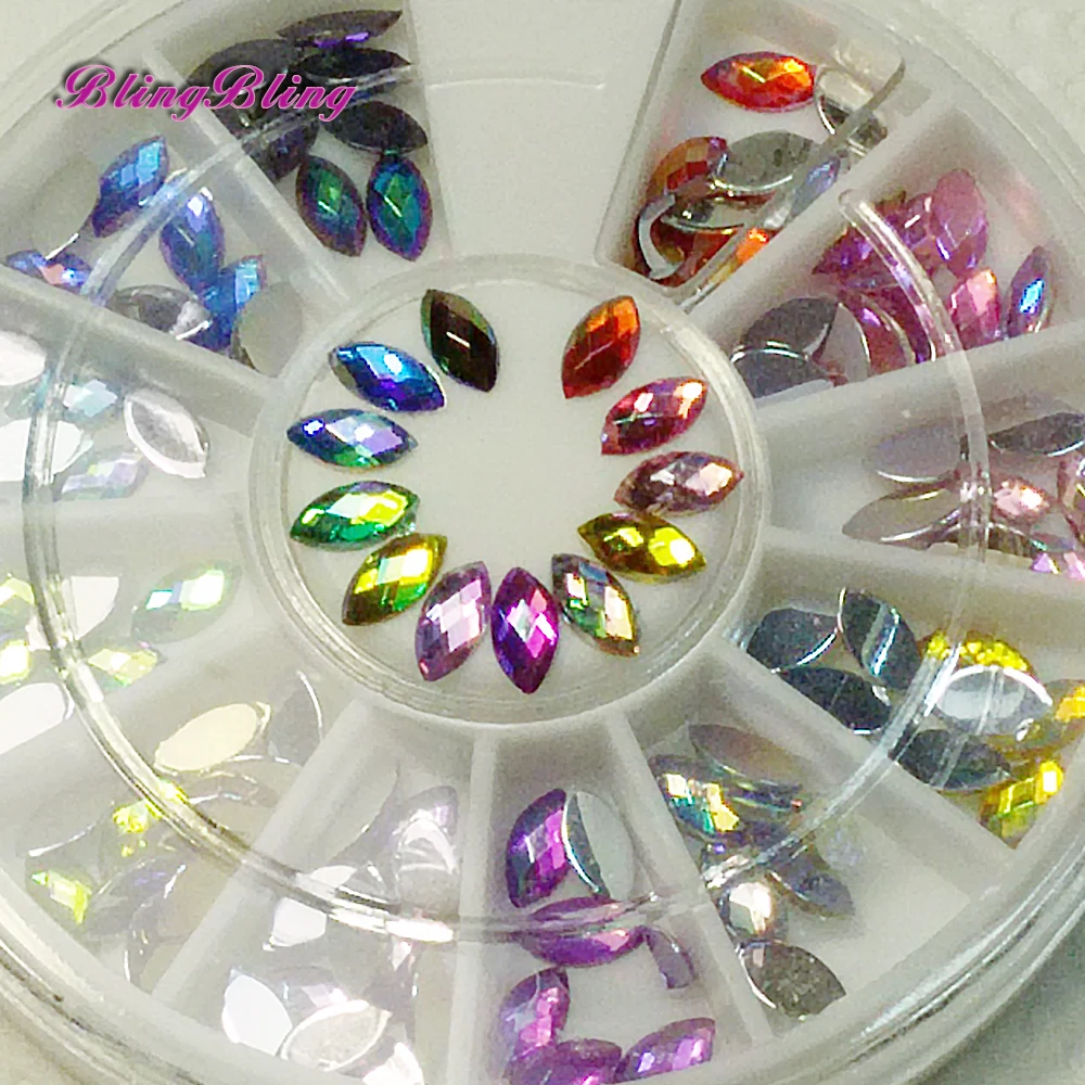 DIY Strass Nail Art Decorations 12 Shiny Color 3D Acrylic Glitter ...