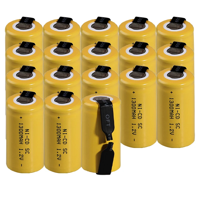 Real capacity 18 pcs SC battery 1.2v batteries rechargeable 1300mAh nicd battery akkumulator for ...