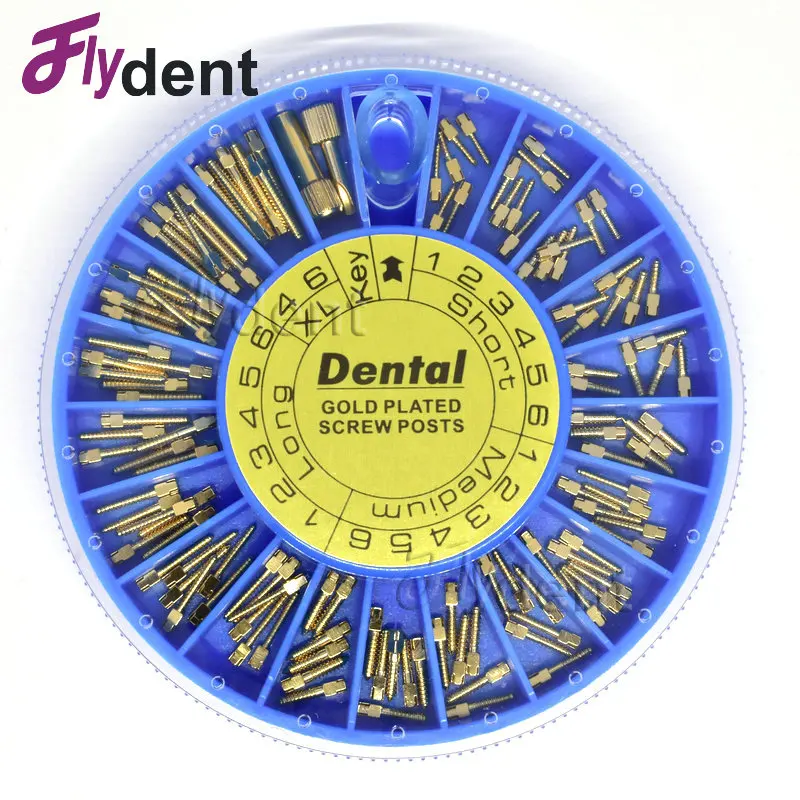Dental 24K Gold Plated Screw Post 120pcs&2Key Dental Screw Post Dental ...