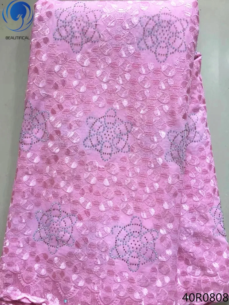 Beautifical swiss lace with rhinestone nigerian swiss pink voile lace ...