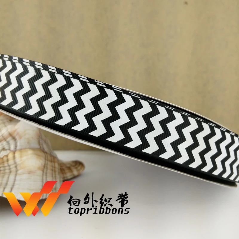 flower-ribbon-7-8-50-yards-black-white-chevron-ribbon-printed-grosgrain ...