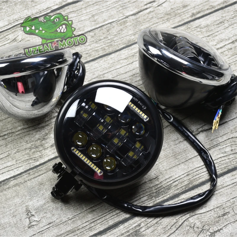 Harley Retro Motorcycle Modified LED Highlights 5.75 inch Headlights ...