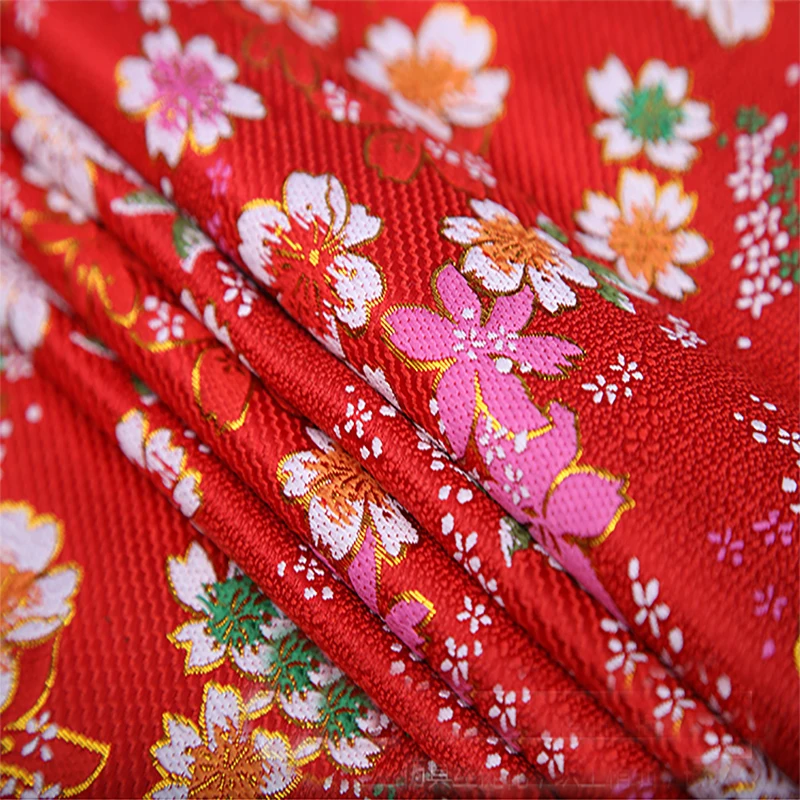 75cm width Japanese red cherry Metallic Jacquard Brocade Fabric,3D ...