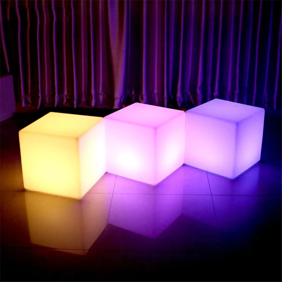 BEIAIDI Waterproof LED Cube Chair Light With Remote Cordless Cube Stool ...