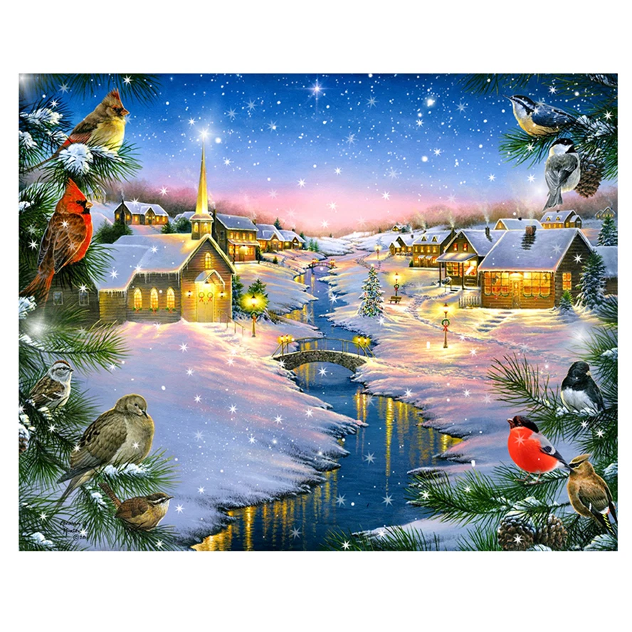 Diamond Embroidery 5D DIY Diamond Painting Warm snow winter Scenery ...