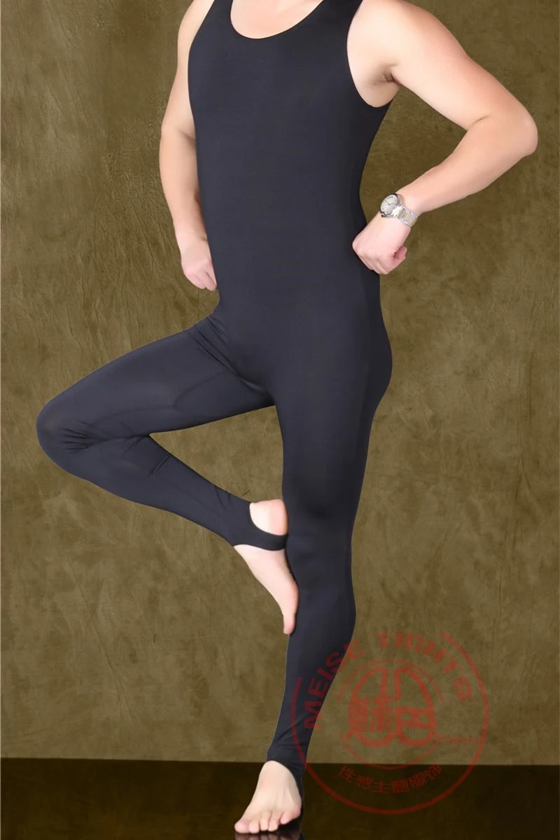 Men Sexy Leotard Slim Tight Stretchy Sport Fitness Siamese Elastic Underwear One Piece