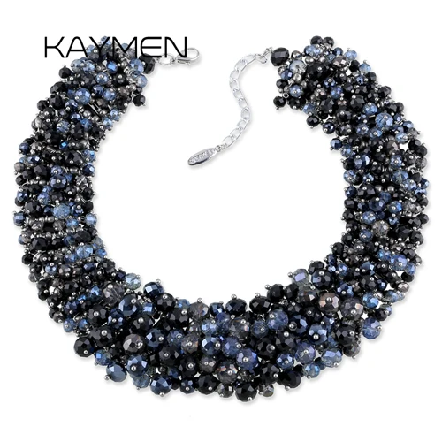 KAYMEN Handmade Statement Necklace for Women Fashion Crystal Beaded ...