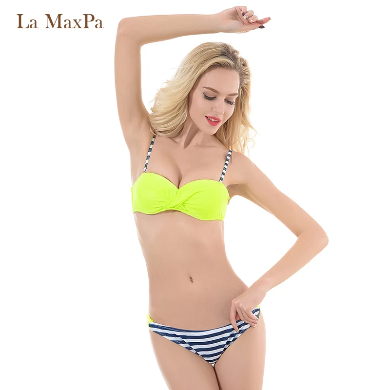 Yellow Halter Top Bathing Sexy Bikini Set Summer Beach Swimwear Women