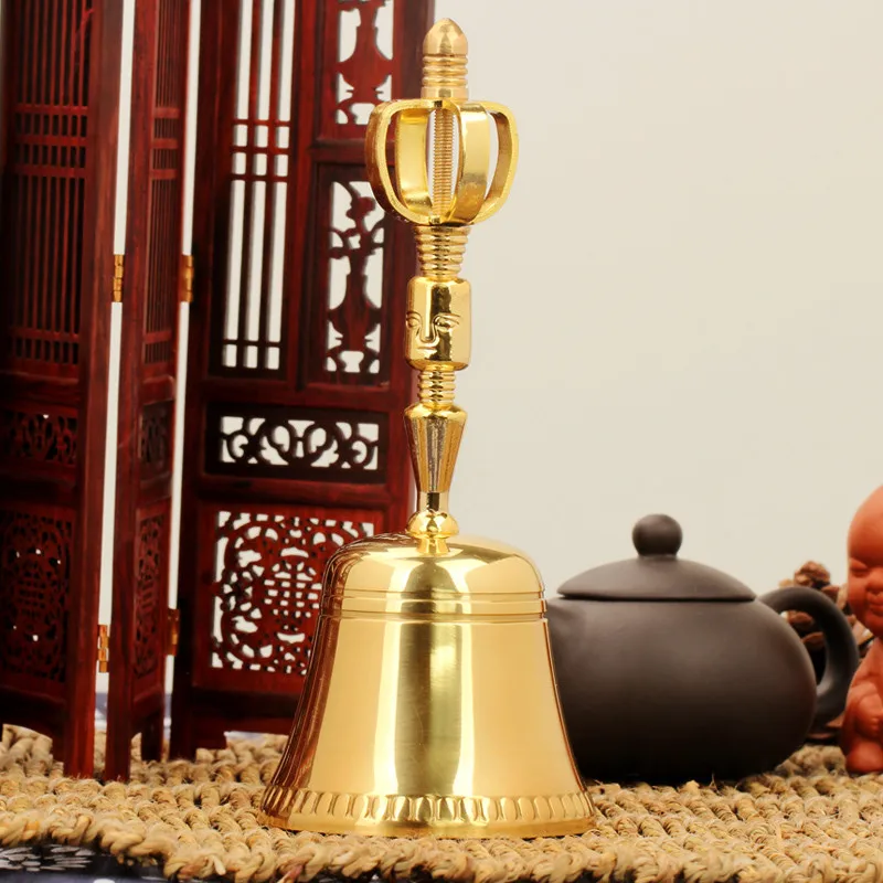 Buddhist Supplies Exquisite Workmanship Golden Hand Bell Melodious ...