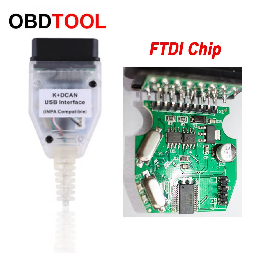 With FTDI FT232 Chip INPA K+CAN K DCAN USB Interface For BW Cars OBD2 ...