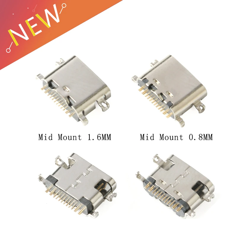 10pcs Usb-3.1 Usb Connector Type C Horizontal Mid Mount 16p Female 1 ...