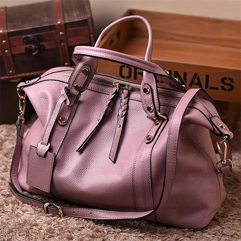 Women Natural cowhide genuine leather handbags vintage designer ...
