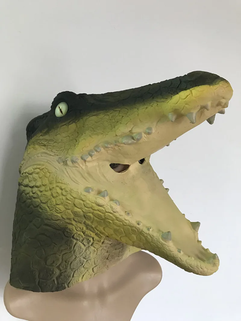 Creepy Horror Crocodile Animal Mask Latex Full Face Adult Mask Costume ...