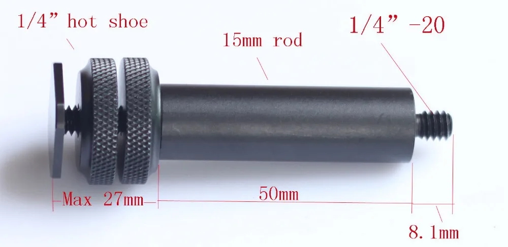 Diameter 15mm 2"length Micro Rod With 1/4" Hot Shoe Fr Clamp Mount ...
